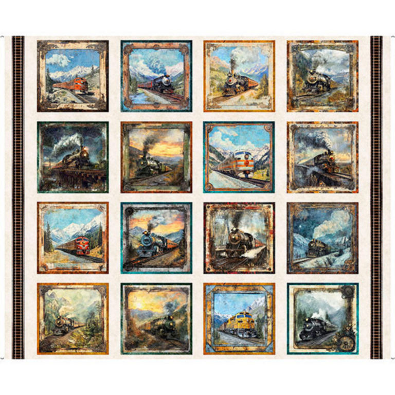 Steam & Steel Train Picture Panel – Mountain State Quilting